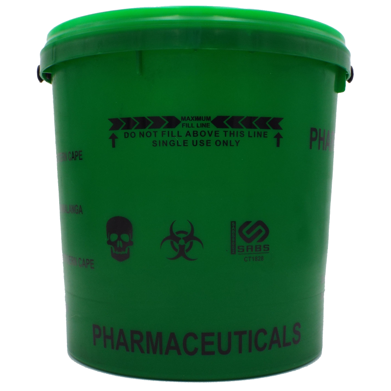 10L Green Pharmaceutical Waste Container with Sealable Lid