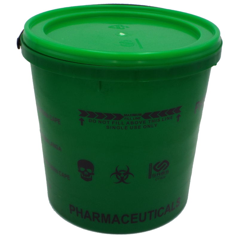 10L Green Pharmaceutical Waste Container with Sealable Lid