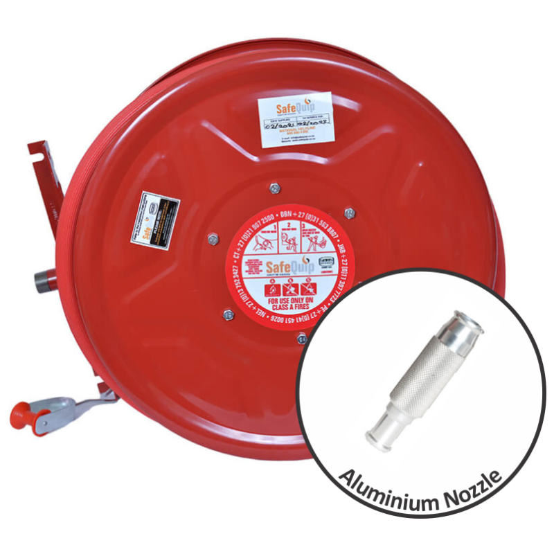 Aluminium Nozzle Fixed Fire Hose Reel c/w Local SANS 1086 Hose
