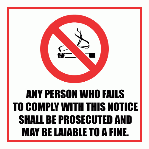 SM5 - No Smoking Fine Sign | Safety Signs & Equipment