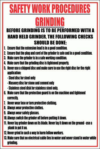WF11 - Grinding Sign | Safety Signs & Equipment