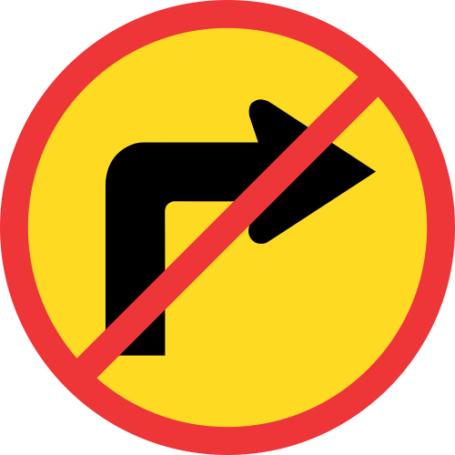 TR210 - Temporary No Right Turn Ahead Road Sign | Safety Signs & Equipment