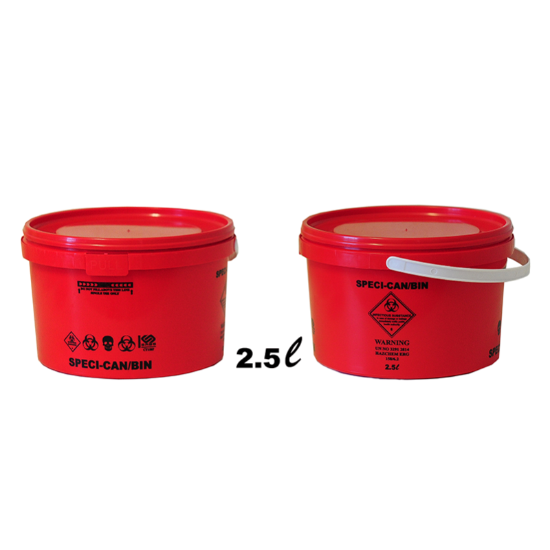 2.5L Red Specimen Container - Secure & Compact Sample Storage