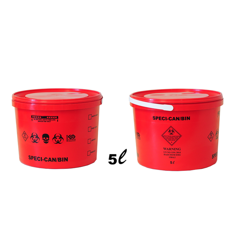 5L Red Specimen Container - Secure & Compact Medical Storage