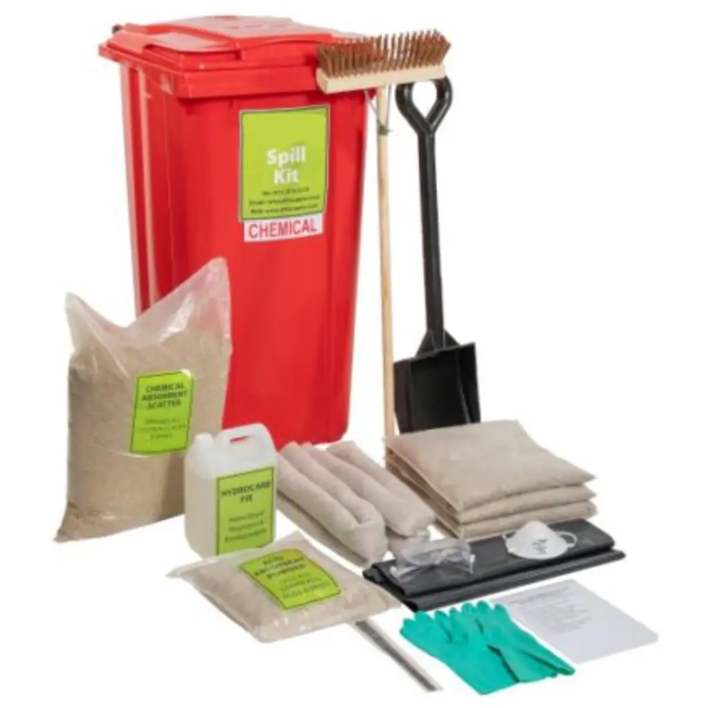 240L Chemical/Acid Wheelie Bin Spill Kit | Safety Signs & Equipment