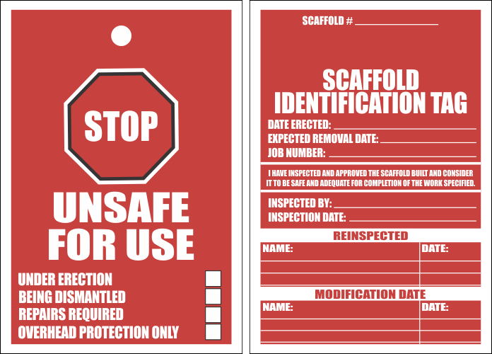 STU19 - Stop Scaffolding - Unsafe Tag | Safety Signs & Equipment
