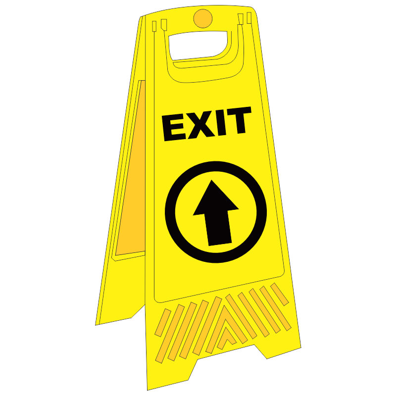 FS32 - Temporary exit ahead a-frame floor stand - yellow | Safety Signs ...