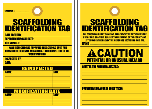 STC11 - Scaffolding Identification Tag | Safety Signs & Equipment