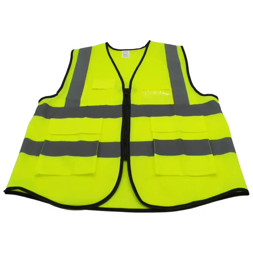 Lime Reflective Vest complete with Pockets and ID pouch.