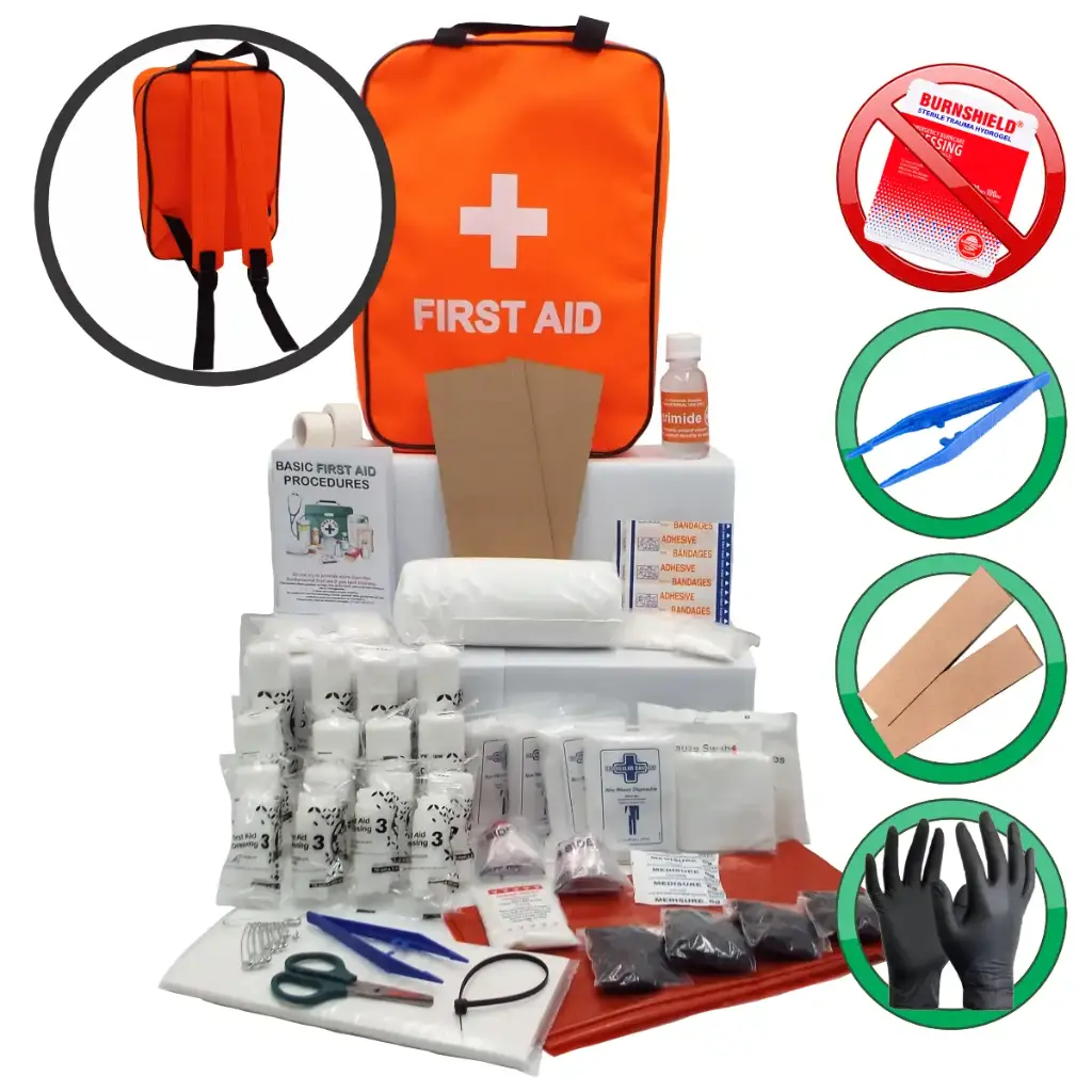Regulation 7 First Aid Kit complete with Orange First Aid Backpack