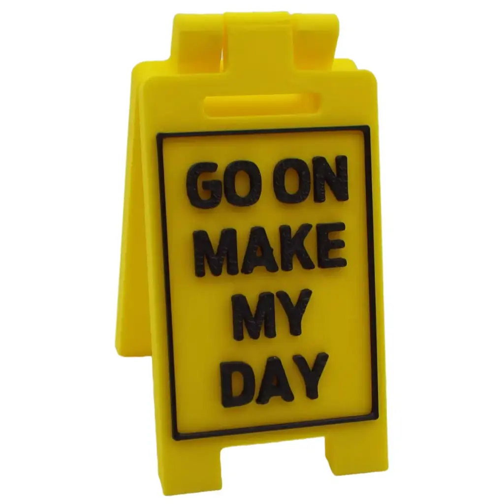 Desk "Go On Make My Day" Floor Stand – Yellow & Black