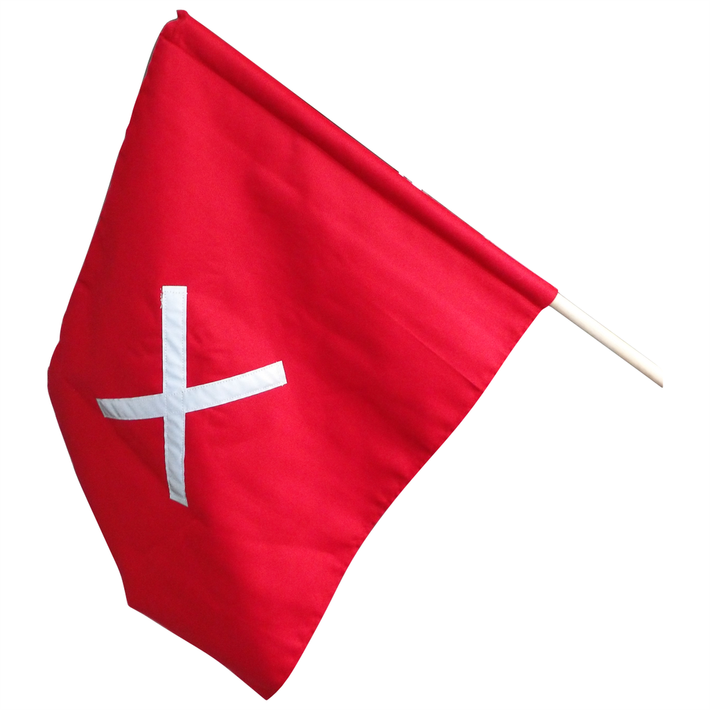 Red Reflective Flag c/w Wooden Handle - Light Weight