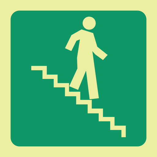 E9 - SABS Photoluminescent stairs down right safety sign | Safety Signs ...
