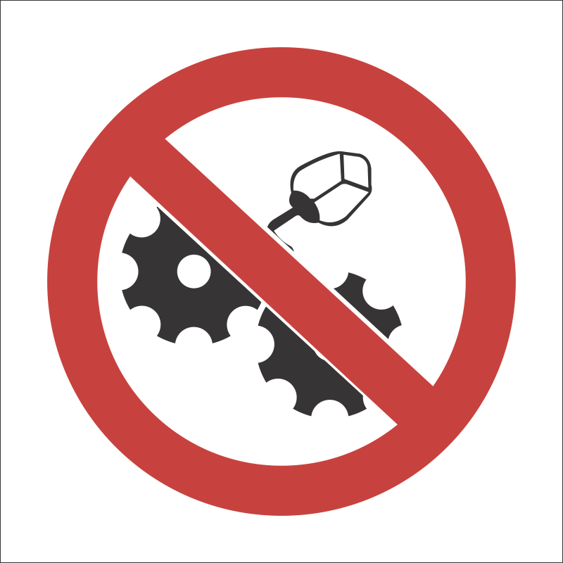 PV35 - SABS No oiling or cleaning while in motion safety sign | Safety ...