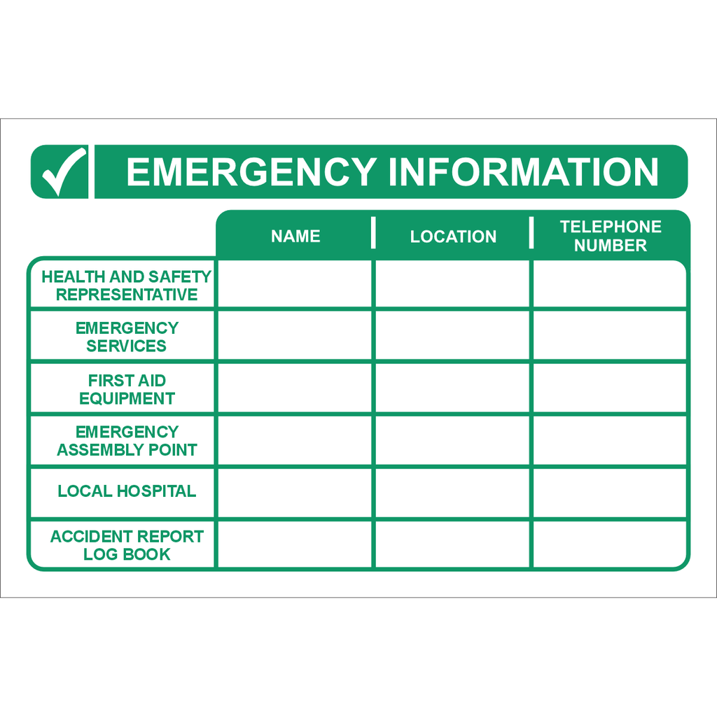 Emergency Information Sign - GI74