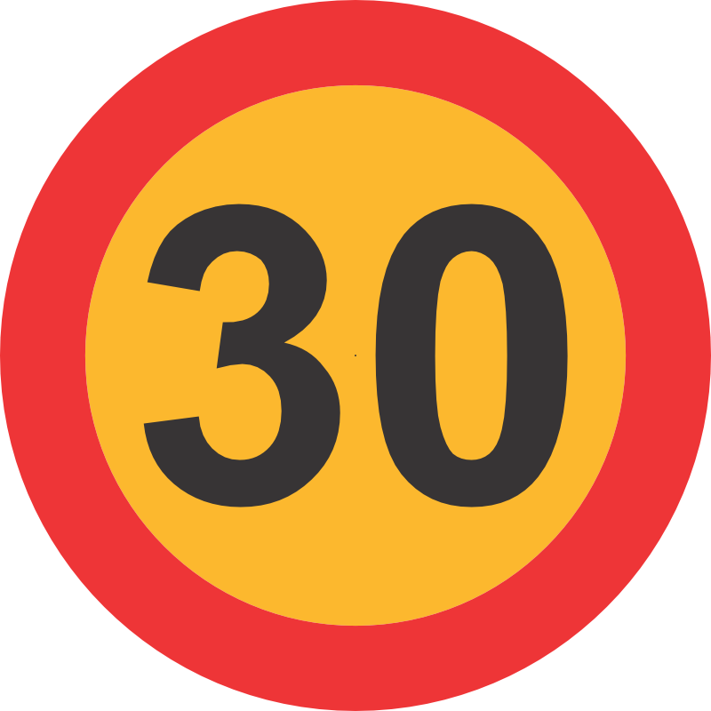 C-HC10 - 30Km Reflective Speed limit Sticker - 190mm | Safety Signs ...