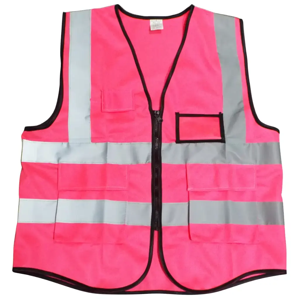 Pink Reflective Vest complete with Pockets and ID pouch.