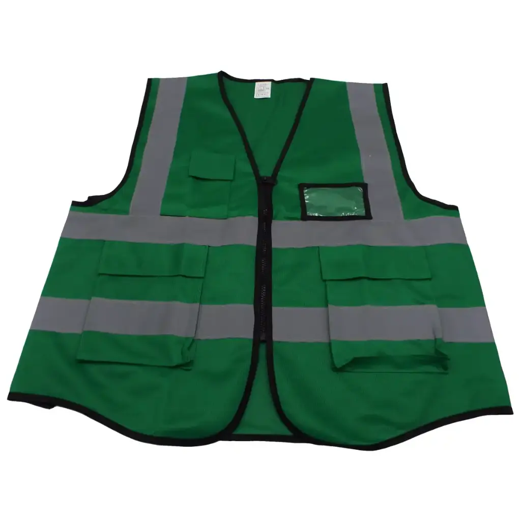 Green Reflective Vest complete with Pockets and ID pouch.