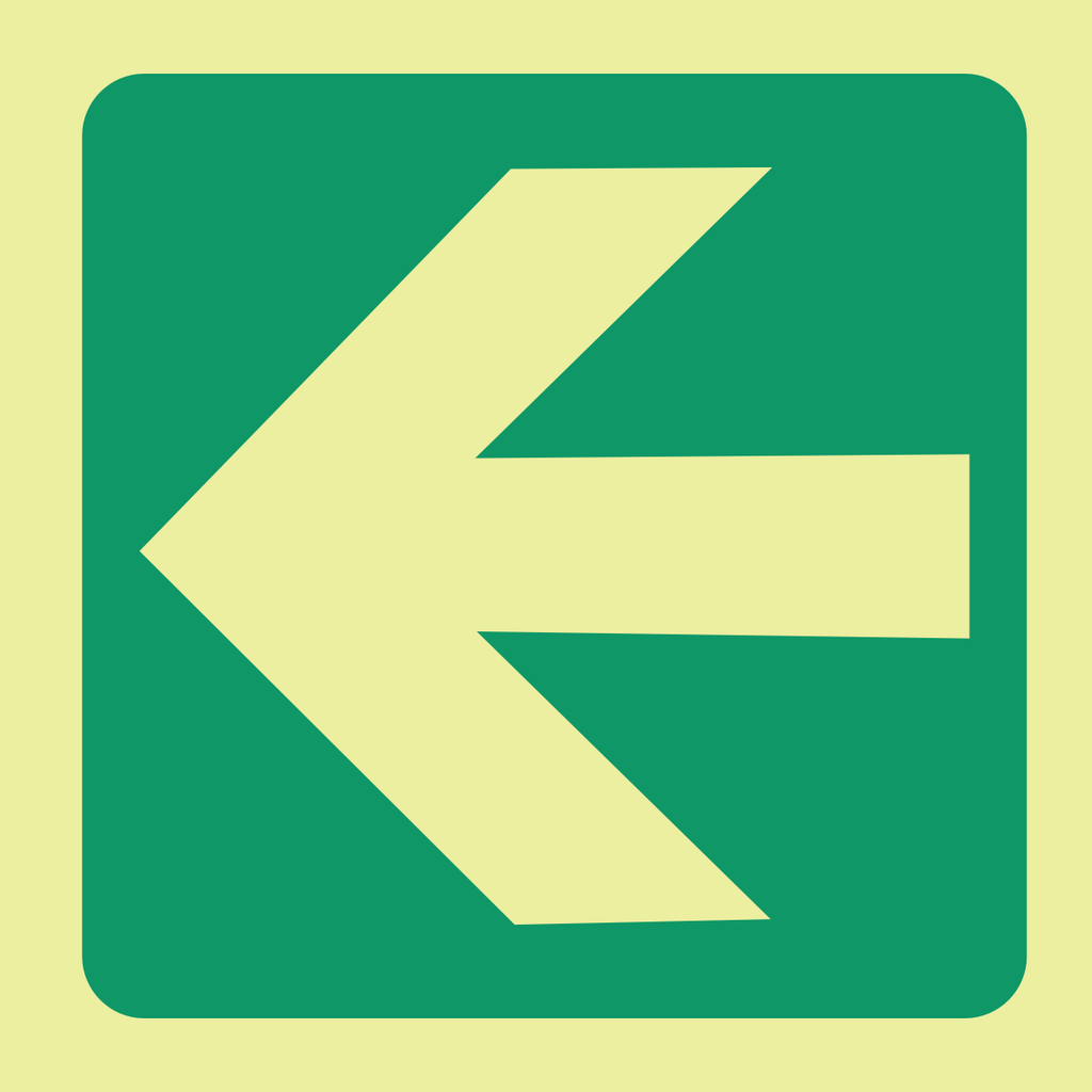 E22 - SABS Photoluminescent green arrow left safety sign | Safety Signs ...