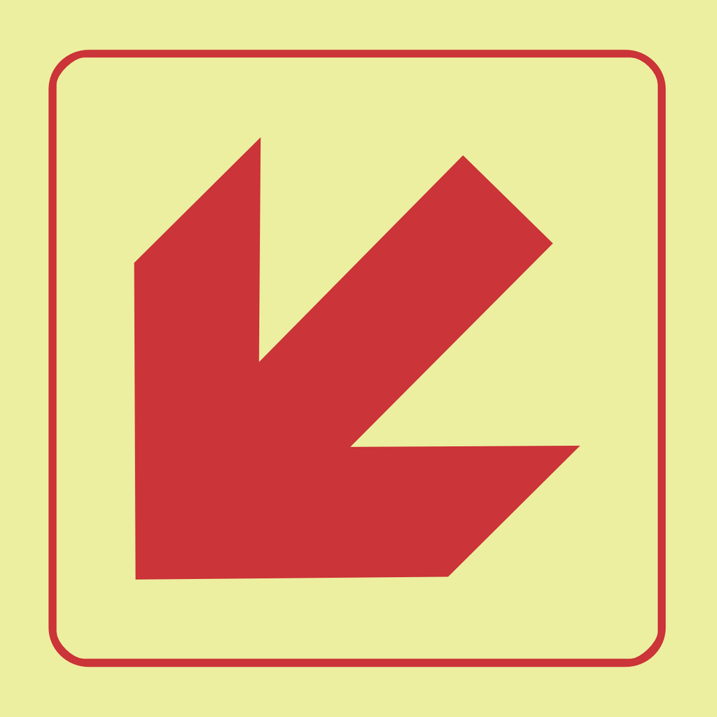 F52 - SABS Diagonal arrow down left photoluminescent safety sign ...