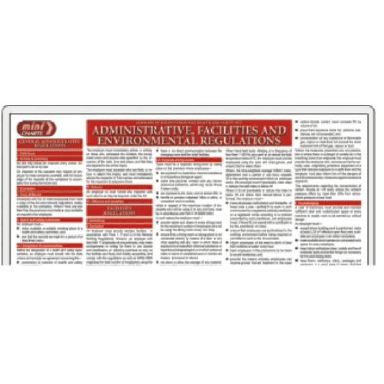 OHS Admin, Facilities & Environment Regulations Poster | Safety Signs ...