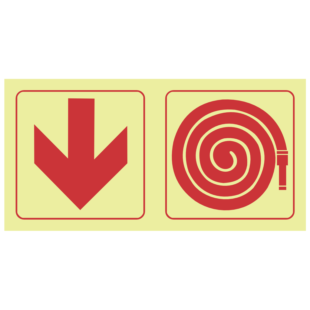 F14 - SABS Arrow down, fire hose reel photoluminescent safety sign ...