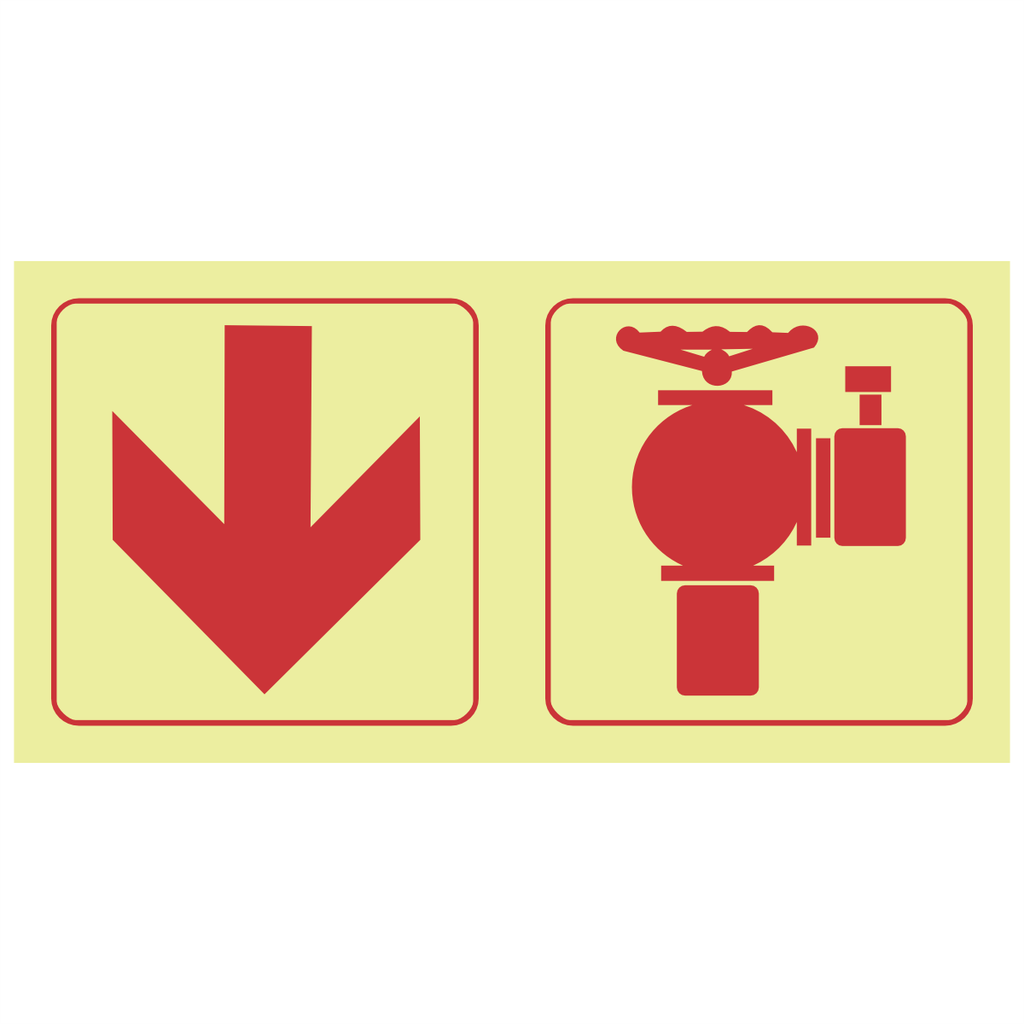 F15 - SABS Arrow down, fire hydrant photoluminescent safety sign ...