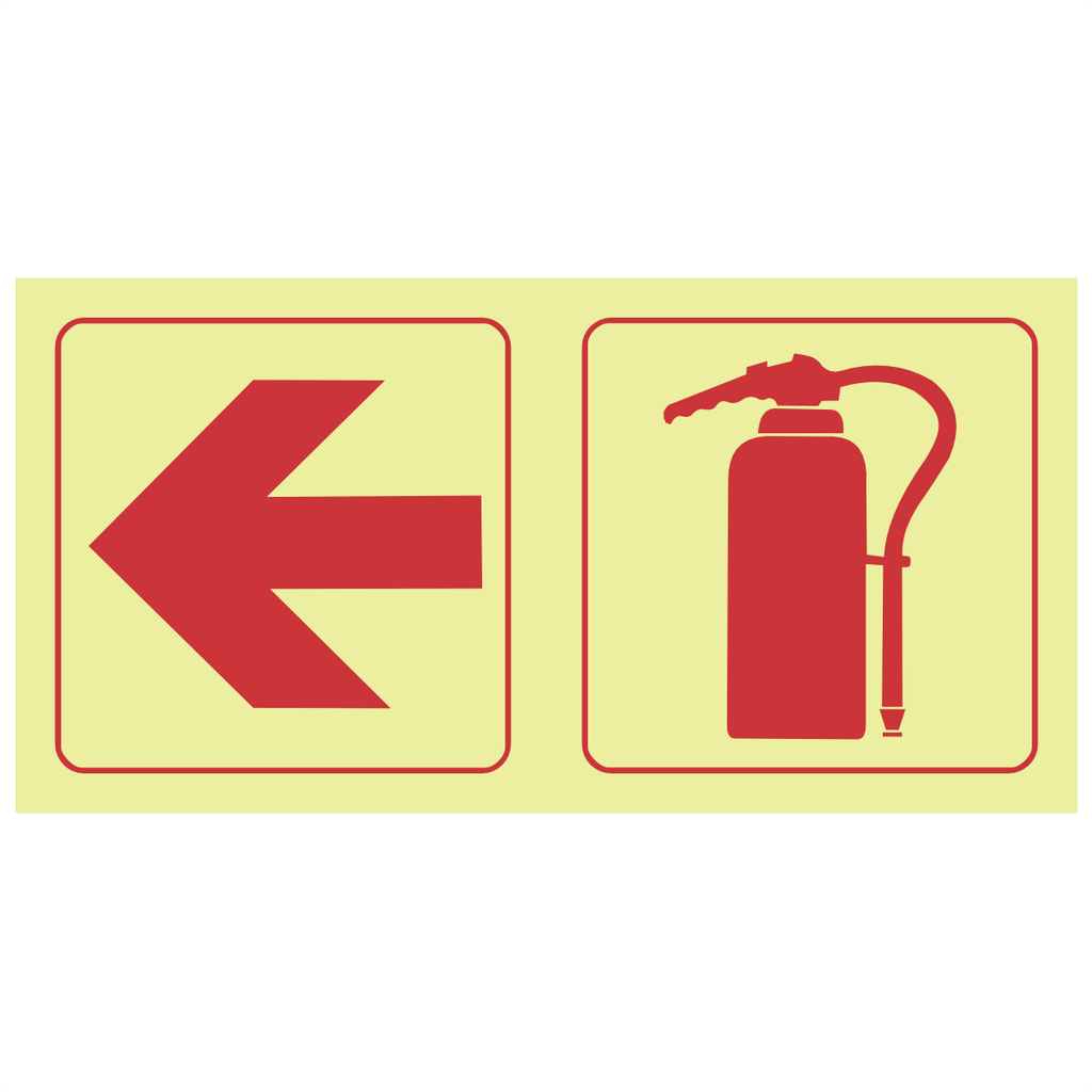 F16 - SABS Arrow left, fire extinguisher photoluminescent safety sign ...