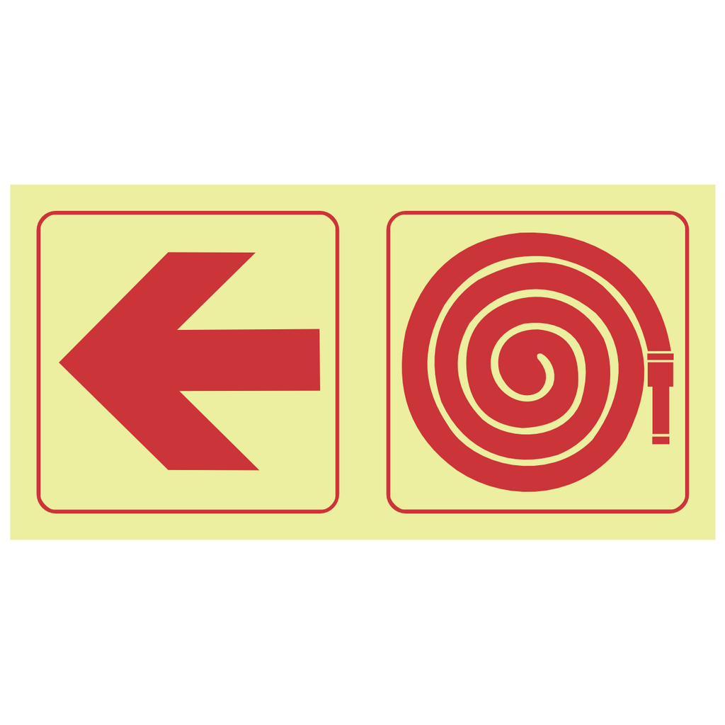 F17 - SABS Arrow left, fire hose reel photoluminescent safety sign ...