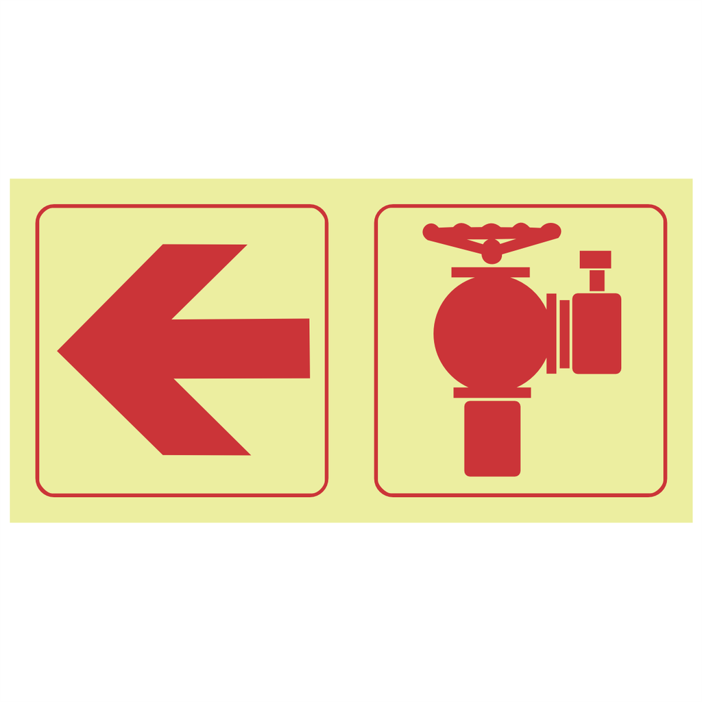 F18 - SABS Arrow left, fire hydrant photoluminescent safety sign ...