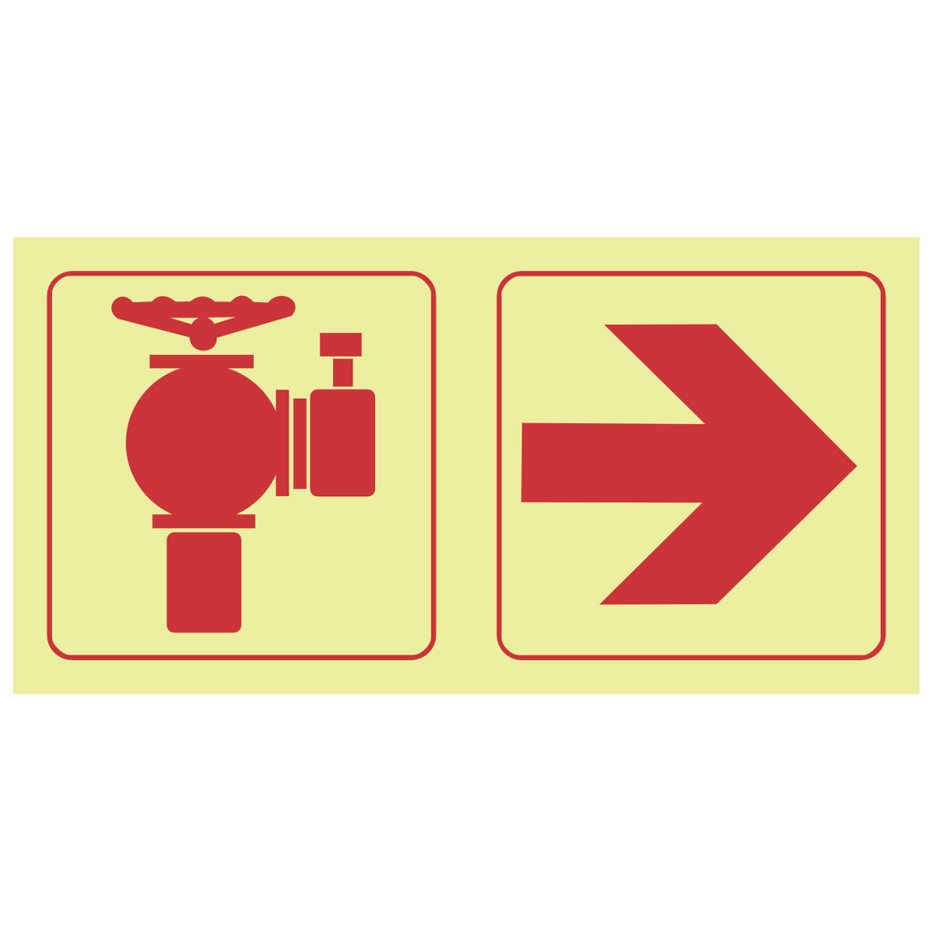 F21 - SABS Fire hydrant, arrow right photoluminescent safety sign ...