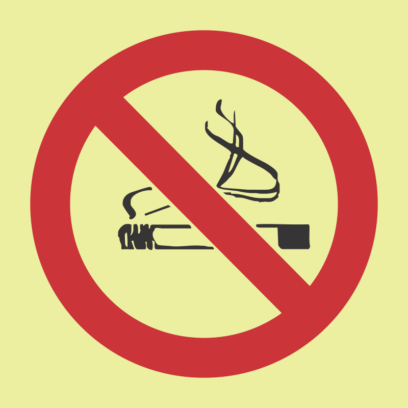 F27 - SABS No smoking photoluminescent safety sign | Safety Signs ...