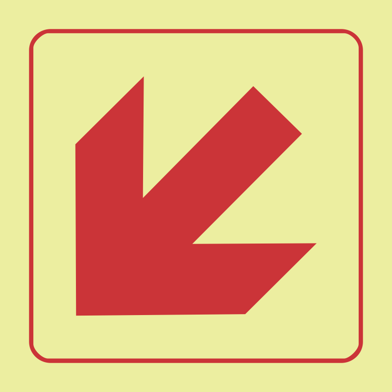 F52 - SABS Diagonal arrow down left photoluminescent safety sign ...