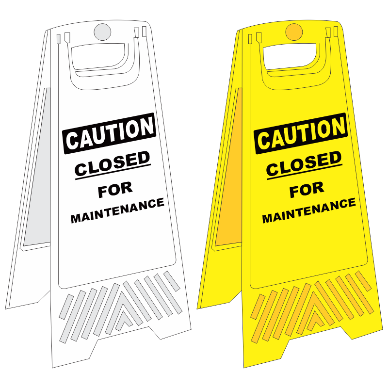FS3 - Closed for maintenance a-frame floor stand - yellow | Safety ...