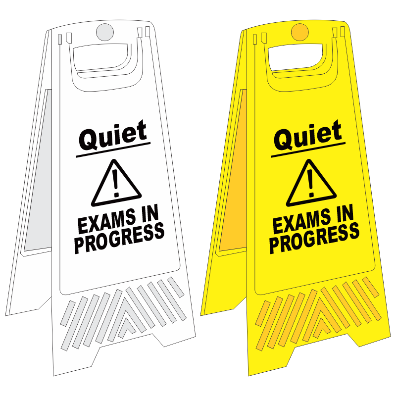 FS24 - Exams in progress a-frame floor stand - yellow | Safety Signs ...