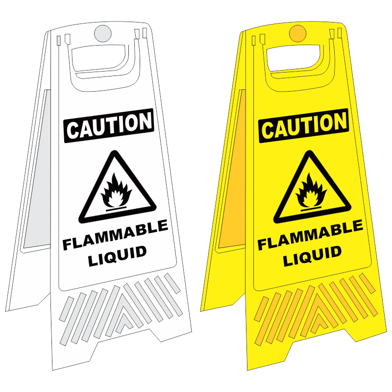 FS30 - Flammable liquid a-frame floor stand - yellow | Safety Signs ...