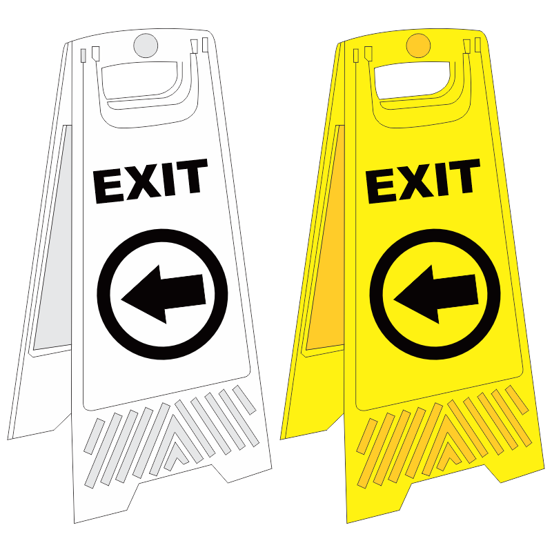 FS33 - Temporary exit left a-frame floor stand - yellow | Safety Signs ...