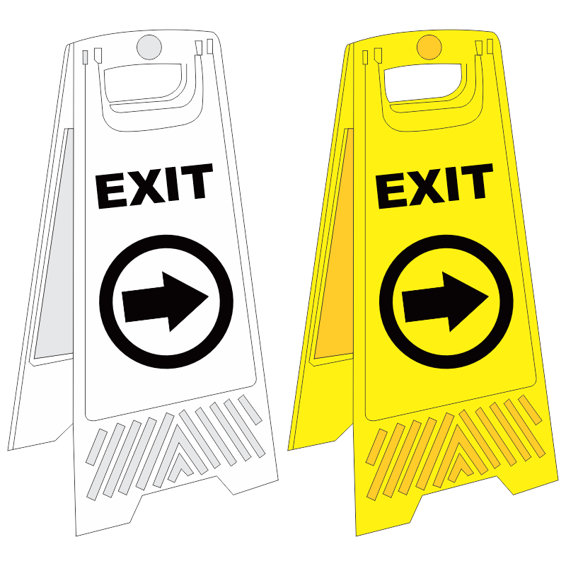 FS34 - Temporary exit right a-frame floor stand - yellow | Safety Signs ...