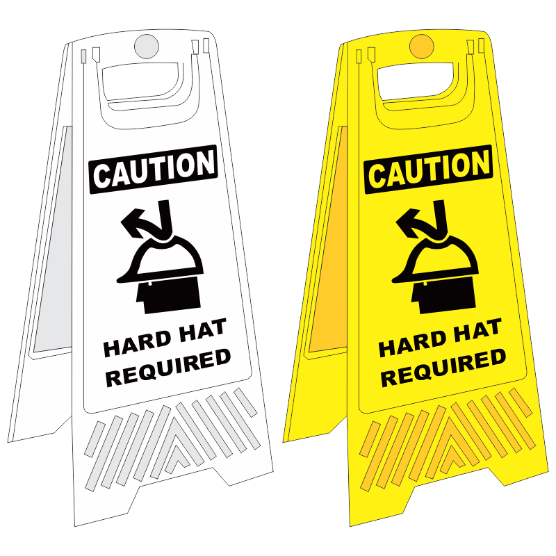 FS35 - Hard hat area a-frame floor stand - yellow | Safety Signs ...