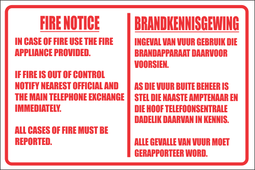 FR18 - Fire Notice Safety Sign | Safety Signs & Equipment