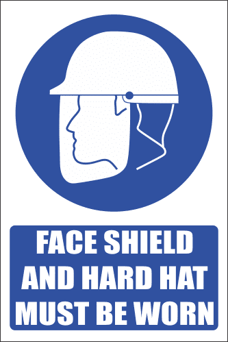 MA2E - Face Shield and Hard Hat Explanatory Safety Sign | Safety Signs ...