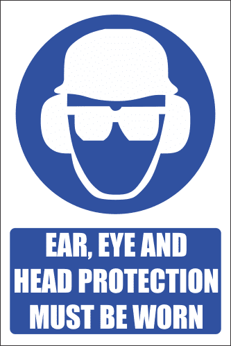 MA14E - Ear, Eye and Head Protection Explanatory Safety Sign | Safety ...