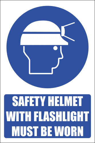 MA22E - Flashlight Helmet Explanatory Safety Sign | Safety Signs ...