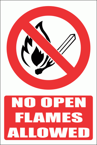 PV2E - No Open Flame Explanatory Safety Sign | Safety Signs & Equipment