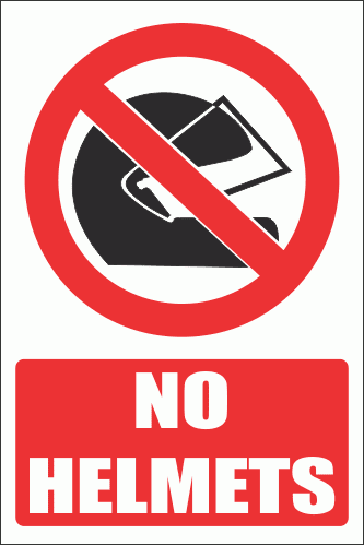 PV18E - No Helmets Explanatory Safety Sign | Safety Signs & Equipment