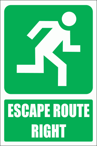 GA4E - Escape Route Right Explanatory Sign | Safety Signs & Equipment