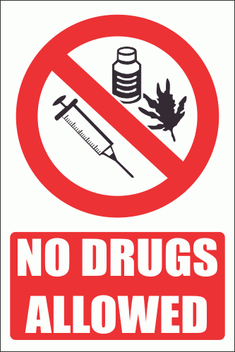 PV34E - No Drugs Explanatory Safety Sign | Safety Signs & Equipment