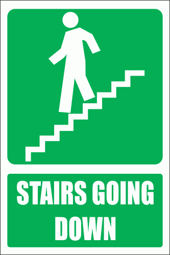 GA17E - Stairs Going Down Explanatory Sign | Safety Signs & Equipment