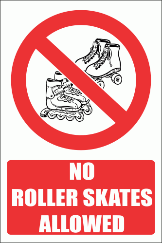 PV37EN - No Roller Skates Safety Sign | Safety Signs & Equipment