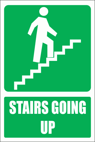 GA18E - Stairs Going Up Explanatory Sign | Safety Signs & Equipment